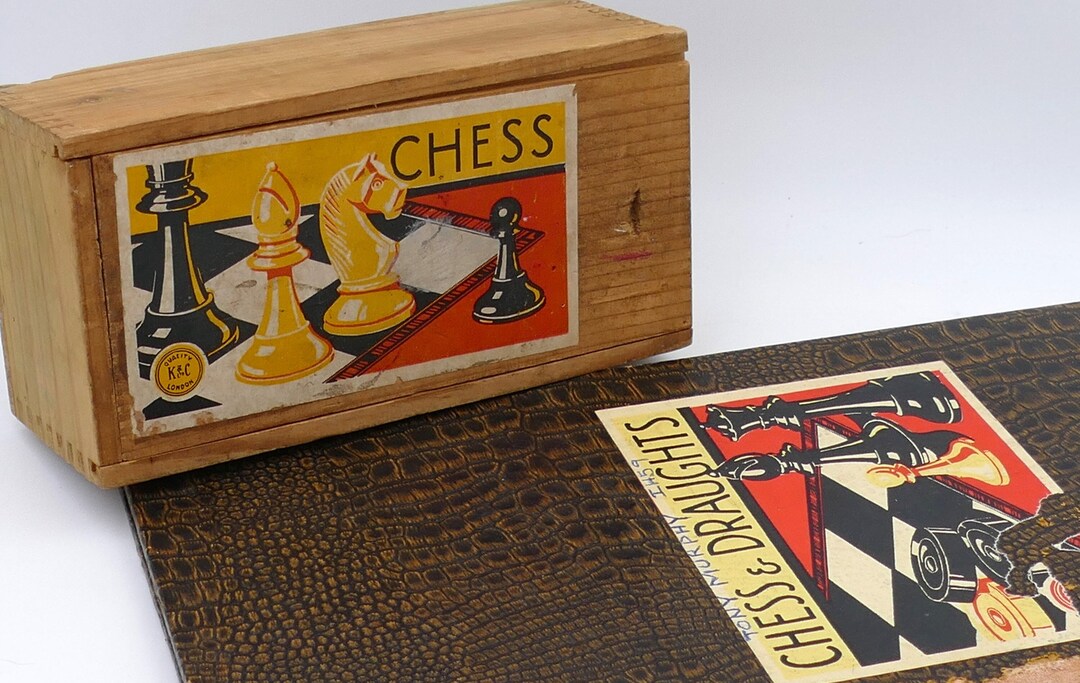 1960's Vintage Chess Board Game Wooden Pieces Complete - Etsy