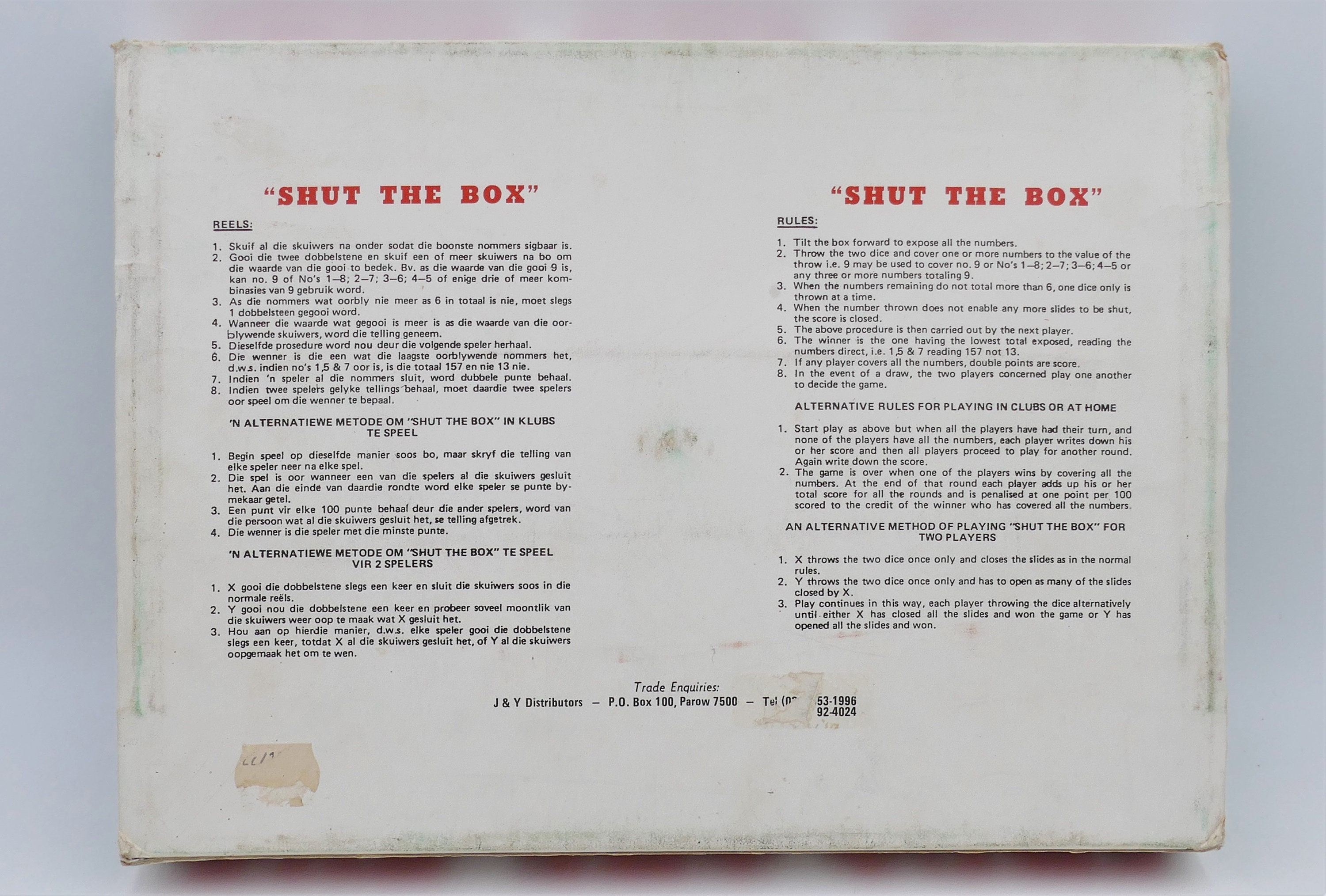 Vintage 1960's Shut the Box Dice Game Canoga Batten Down the Hatches ...