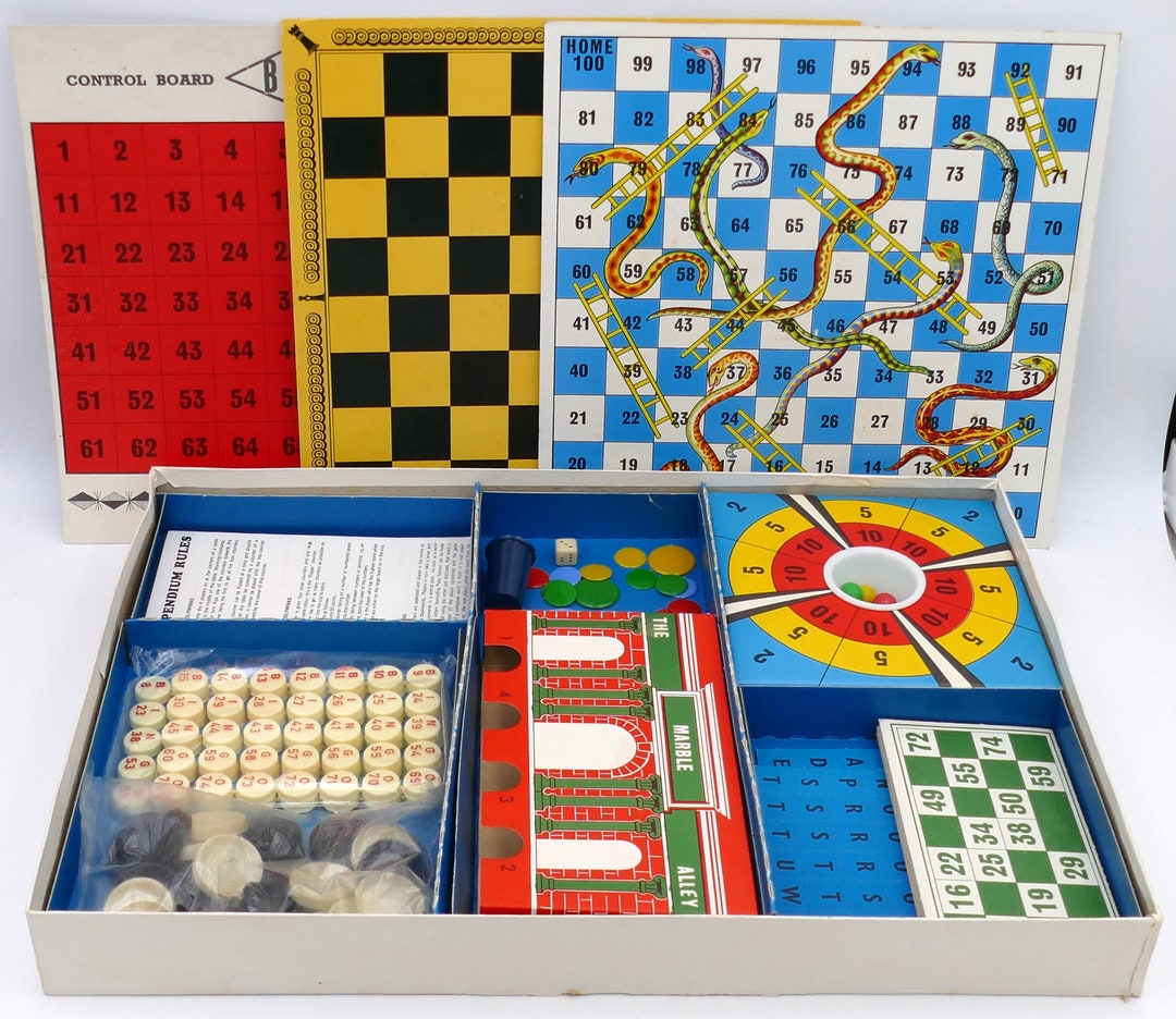 1970'S Compendium of Games Ludo Snake and Ladders Tiddlywinks Bingo ...