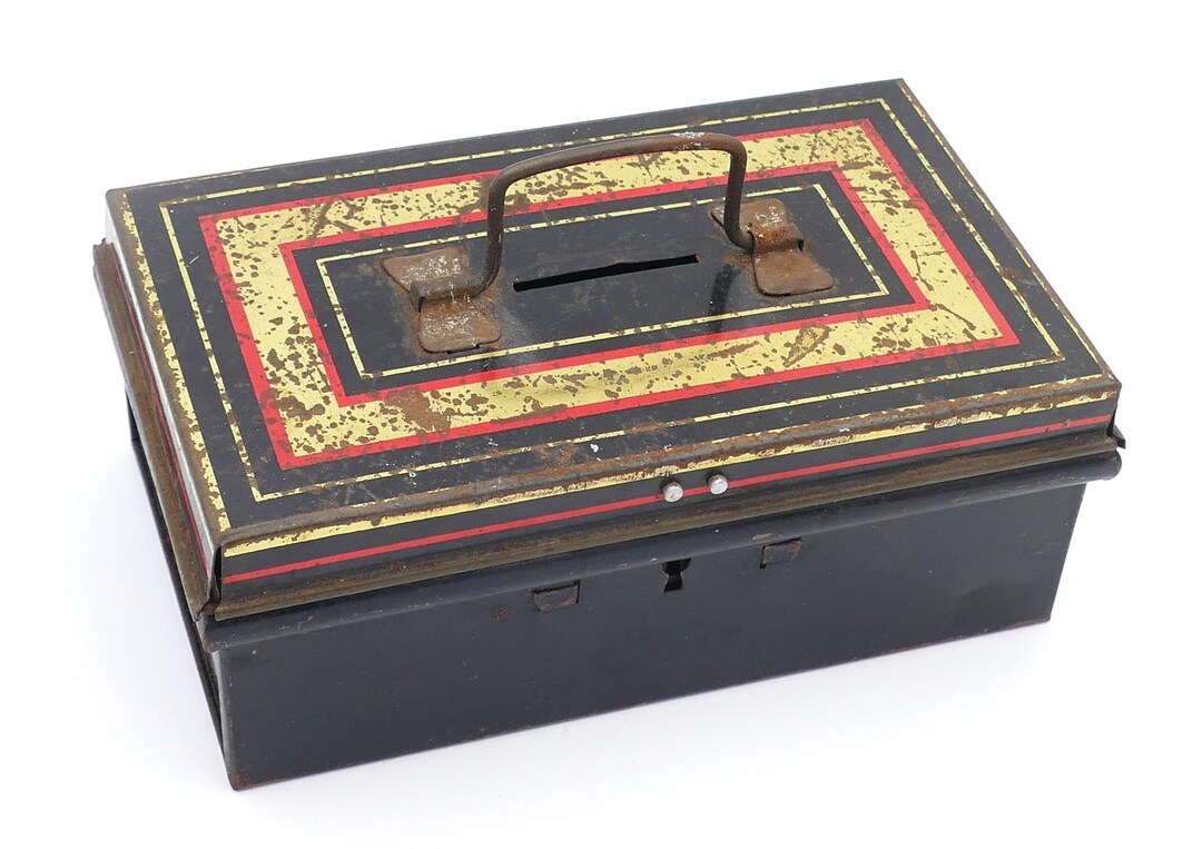 Vintage Tin Litho Chad Valley England Cash Box Coin Bank Savings Bank ...