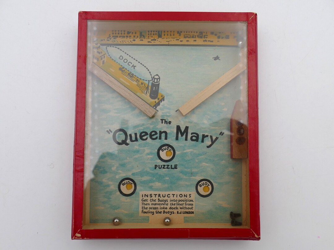 1950's the Queen Mary Dexterity Ball-in-the-hole Puzzle Made in England ...