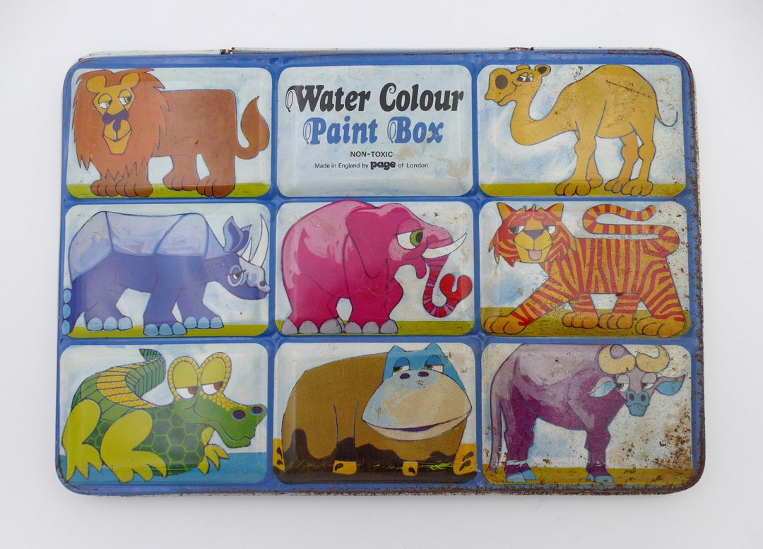 Vintage 1950's Tin Litho Tinplate Lithographed Watercolor Paint Tin ...