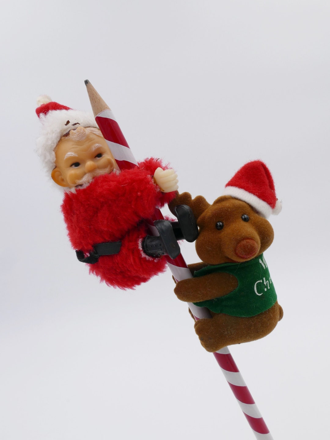 Pair of 1980's Christmas Santa Claus Rudolph Reindeer Pencil Huggers - Etsy