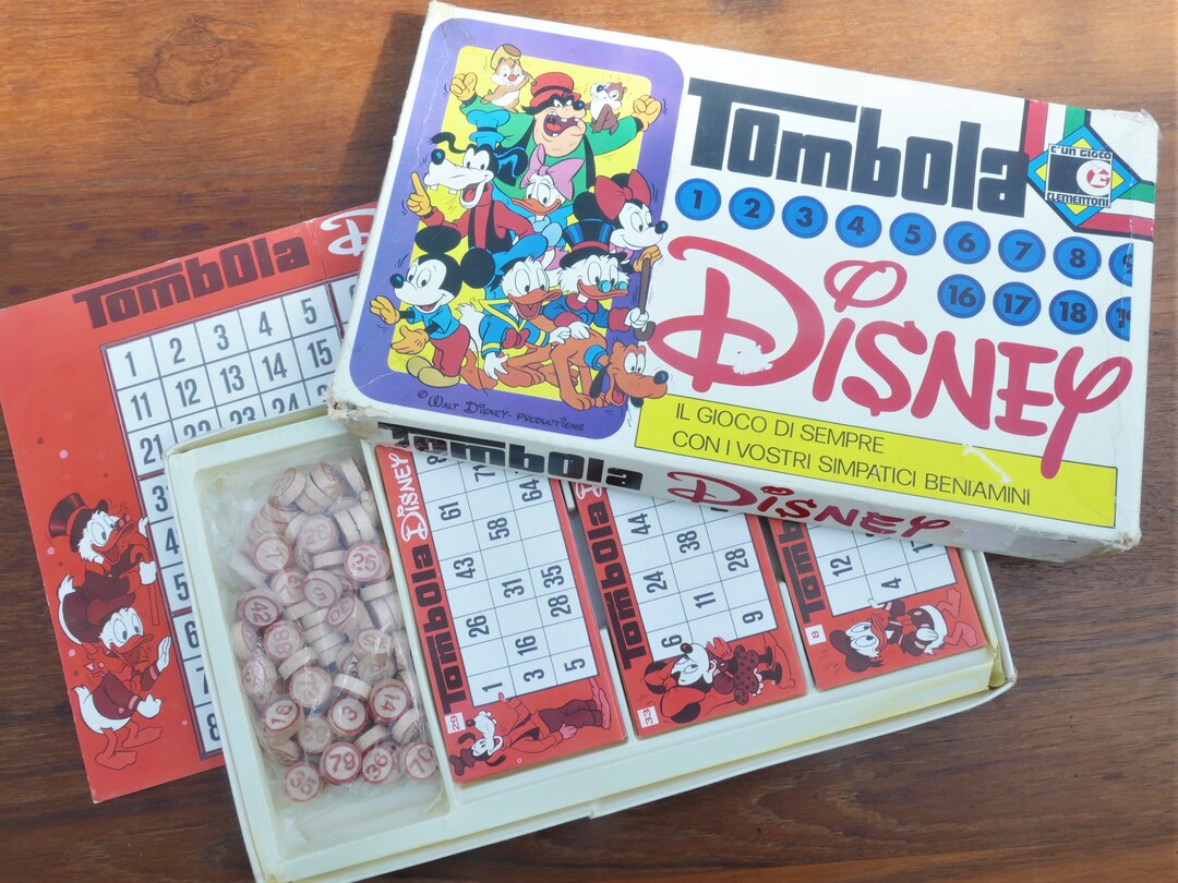 Vintage 1970's Disney Tombola Lotto Bingo Set Clementoni Italy Original ...