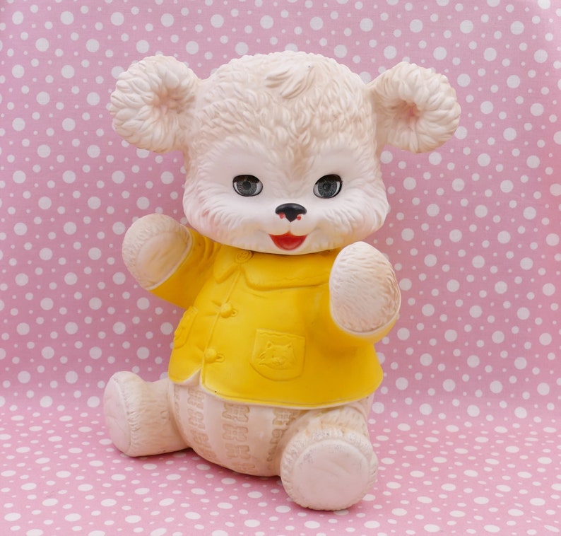 1962 Edward Mobley Rubber Teddy Bear Squeaky Toy Sleepy Eyes Etsy