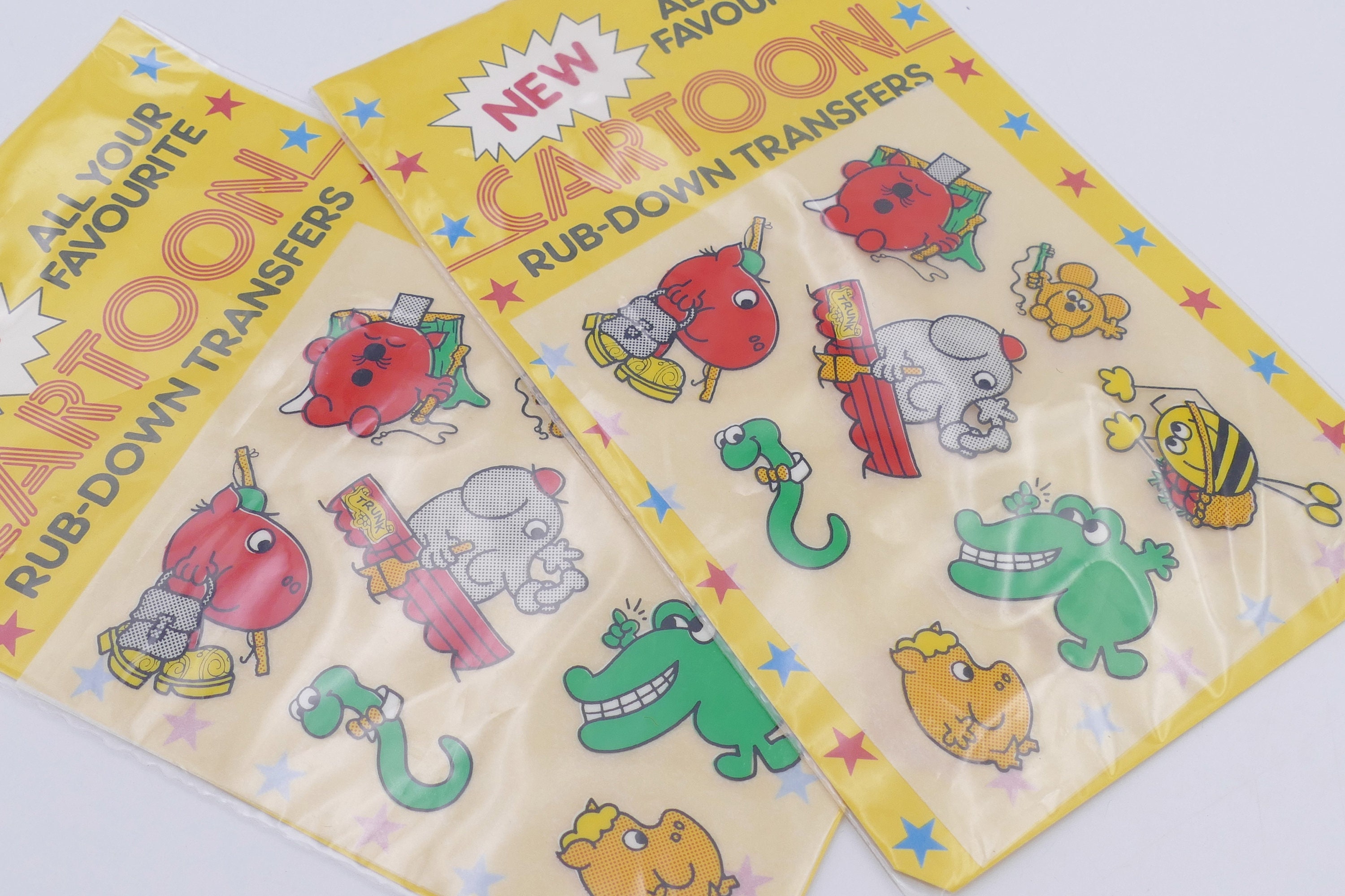 Vintage 1980's Cartoon Rub Down Transfers Original Packaging Kawaii - Etsy
