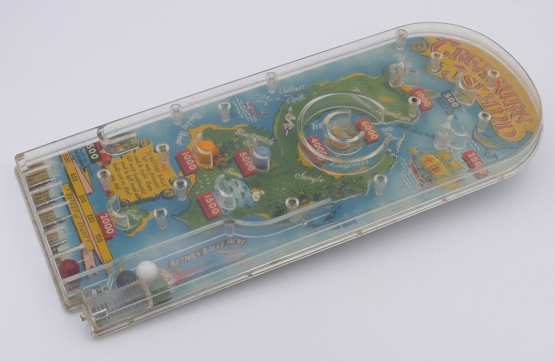 1950's Bagatelle Handheld Treasure Island Pinball Game MAR Toys United ...
