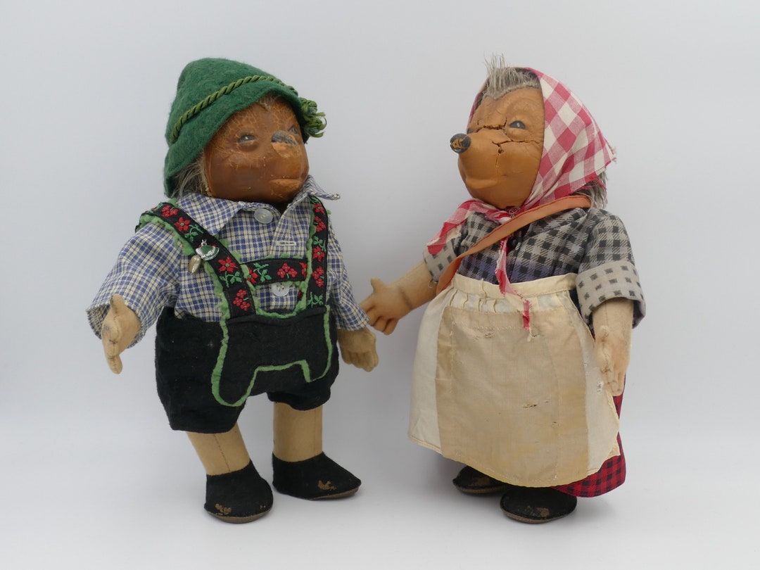 Pair of Vintage 1950's Original LARGE Steiff Hedgehog Doll Figurines ...