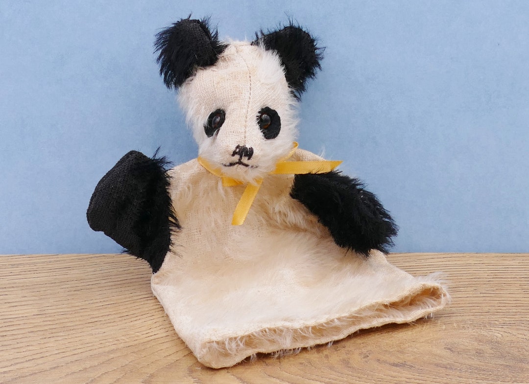 Vintage 1950's Mohair Panda Hand Puppet - Etsy