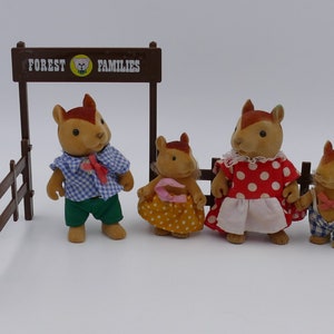 1980's Forest Families SQUIRREL Family Dad Mom Boy Girl MC Toy Vintage ...