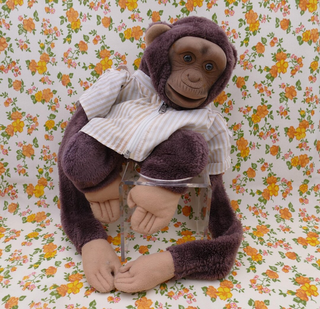 Vintage Chimpanzee Monkey Ape Long Arm Plush Hand Puppet Squeaker - Etsy