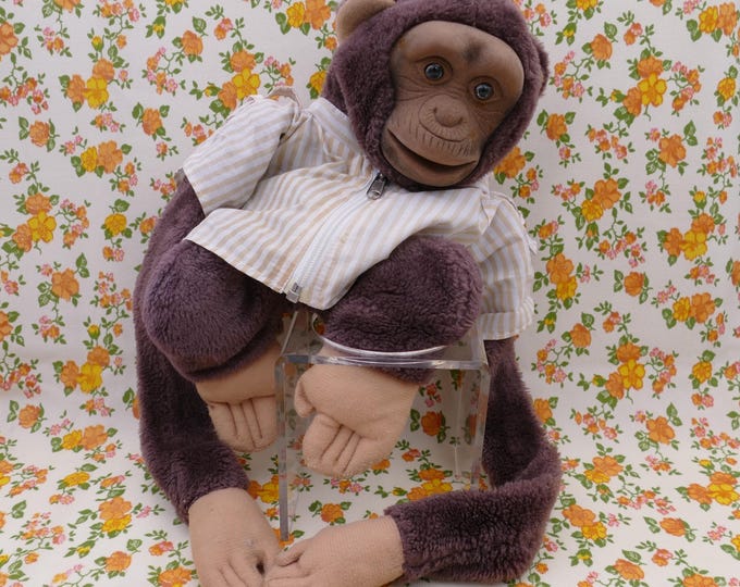 Vintage Chimpanzee Monkey Ape Long Arm Plush Hand Puppet Squeaker - Etsy