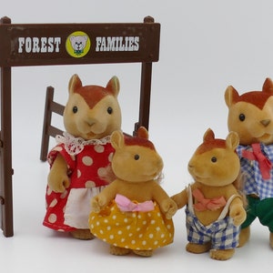 1980's Forest Families SQUIRREL Family Dad Mom Boy Girl MC Toy Vintage ...