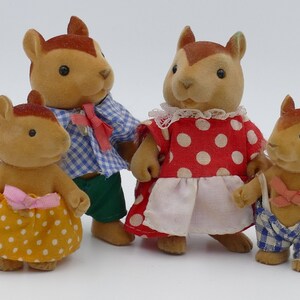 1980's Forest Families SQUIRREL Family Dad Mom Boy Girl MC Toy Vintage ...