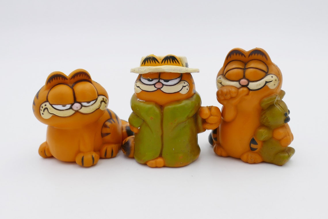 Trio of 1980's Garfield PVC Figurines Novelty Toys - Etsy