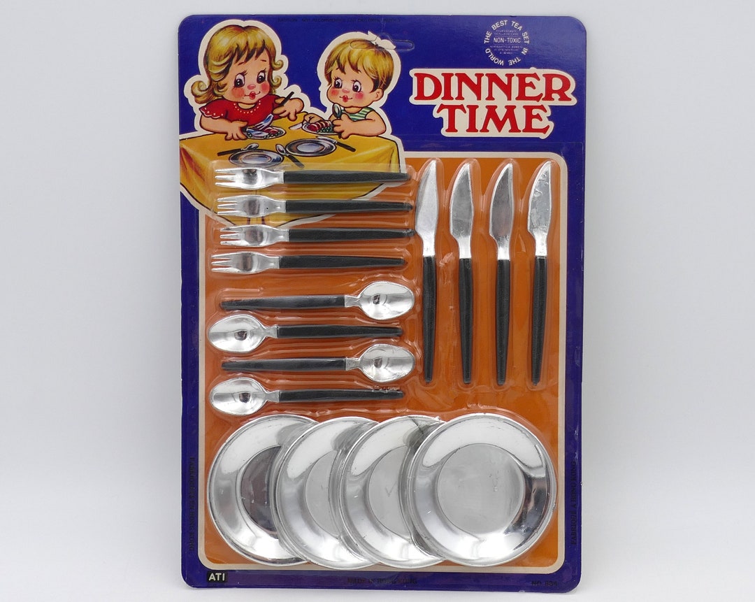 Vintage 1960's Dinner Time Pretend Play Kitchen Utensils Toy Set ...