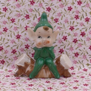 Pair of Vintage 1950's Ceramic Pixie Ornaments - Etsy