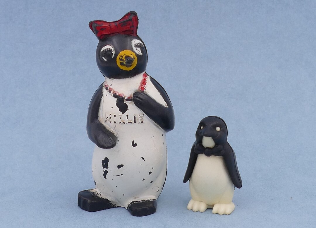 Pair of Vintage Plastic Penguin Figurines Millie the Penguin Salt ...