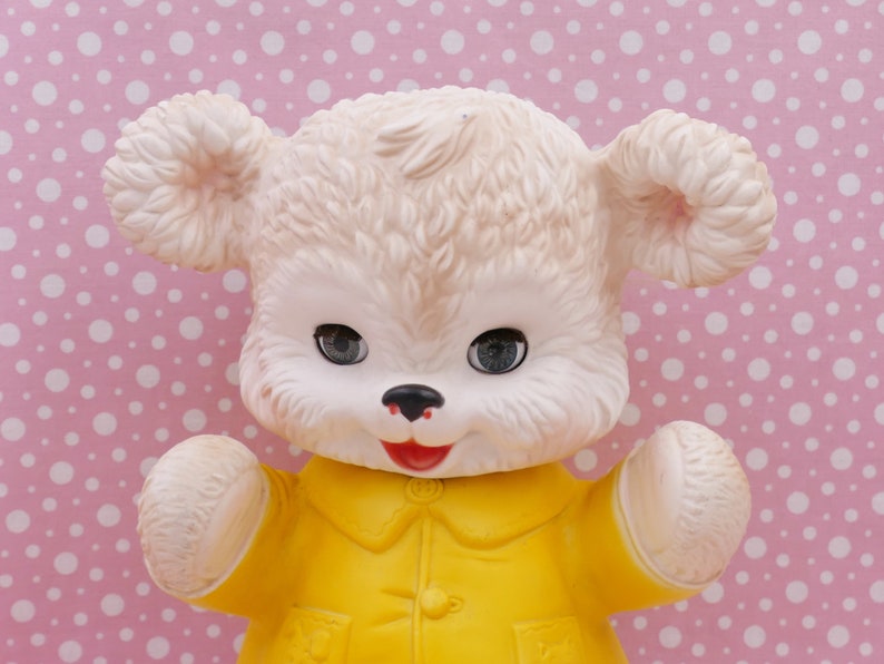 1962 Edward Mobley Rubber Teddy Bear Squeaky Toy Sleepy Eyes Etsy
