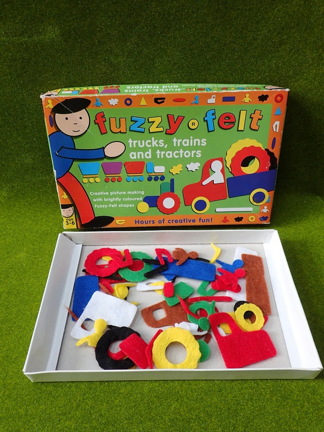 Vintage Fuzzy-felt Trucks Trains and Tractors Toy Activity Game ...