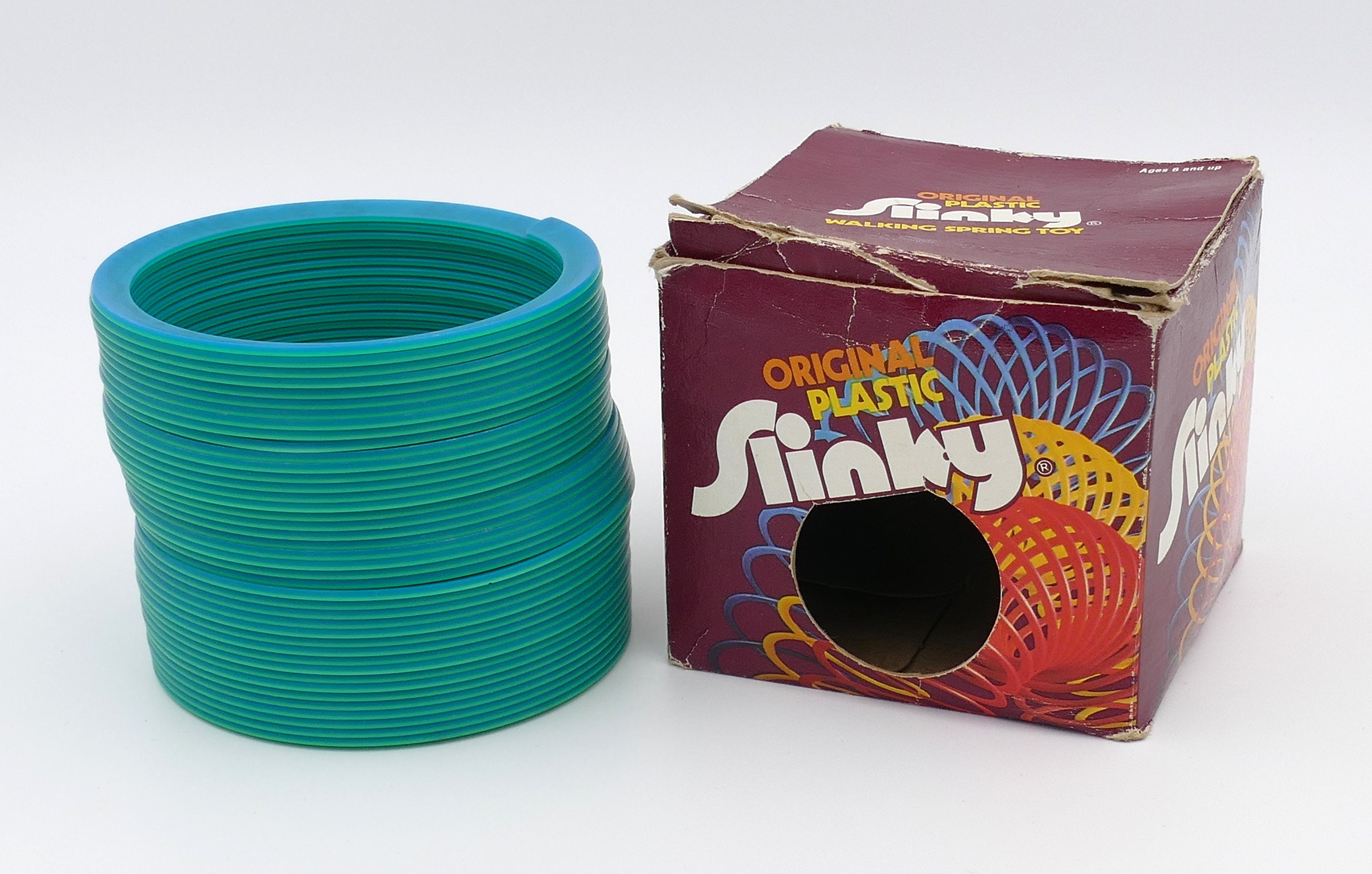 Vintage Original Plastic Slinky Walking Spring Toy Original Packaging ...