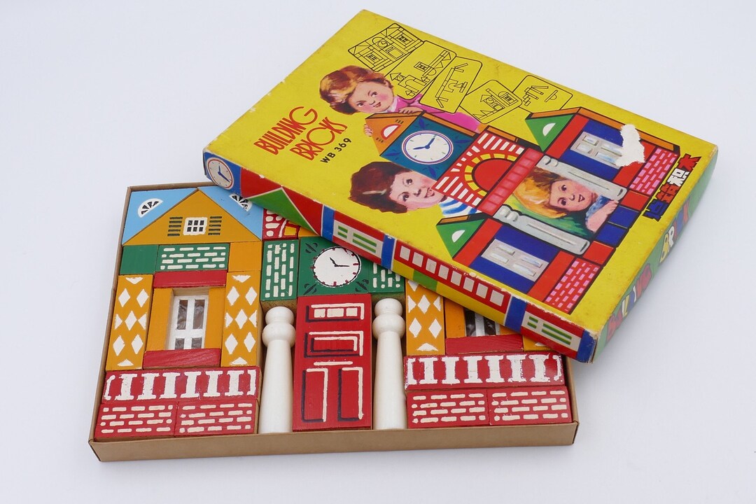 Vintage 1970's Wooden Hand Painted Children Toy Building Blocks ...