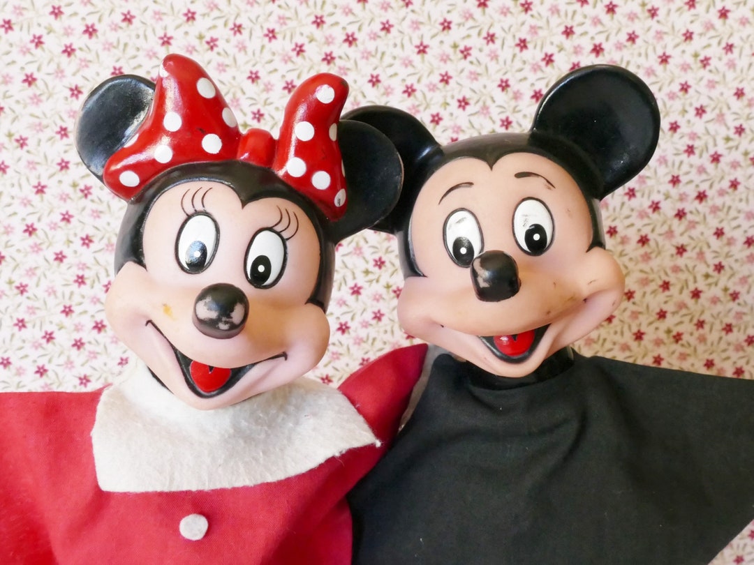 Pair of 1980's Walt Disney Mickey Mouse Minnie Mouse Hand Glove Puppets ...