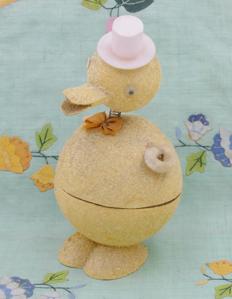 Mid-century 1940's Easter Bobblehead Nodder Top Hat Duck Candy ...