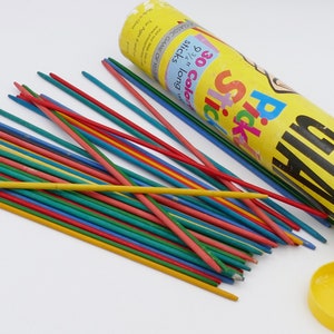 Vintage 1995 Giant Wooden Pick-up Sticks Original Canister Pressman Toy ...
