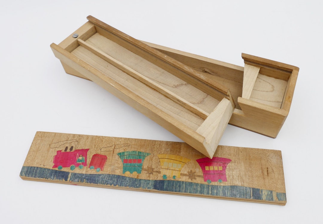 1940's Antique Wooden Sliding Lid Pencil Case Crayon Box - Etsy