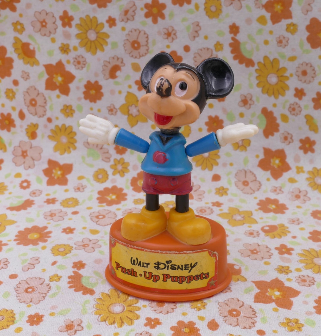 Vintage 1960's Walt Disney Mickey Mouse Mini Puppet Collapsible Push ...
