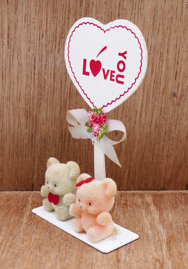 1980's Flocked Miniature Teddy Bear Metal Novelty Toy Russ - Etsy