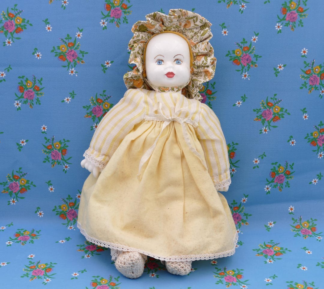 Vintage 1950's Two-faced Character Porcelain and Cloth Doll Happy Sad ...