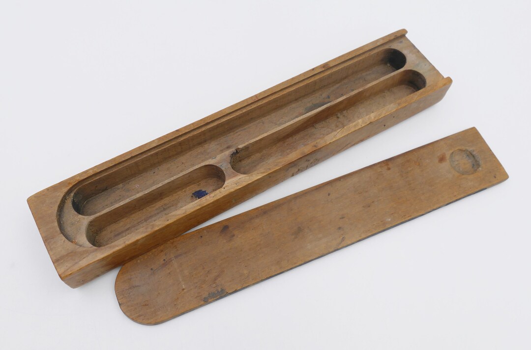 1940's Antique Wooden Sliding Lid Pencil Case Crayon Box - Etsy