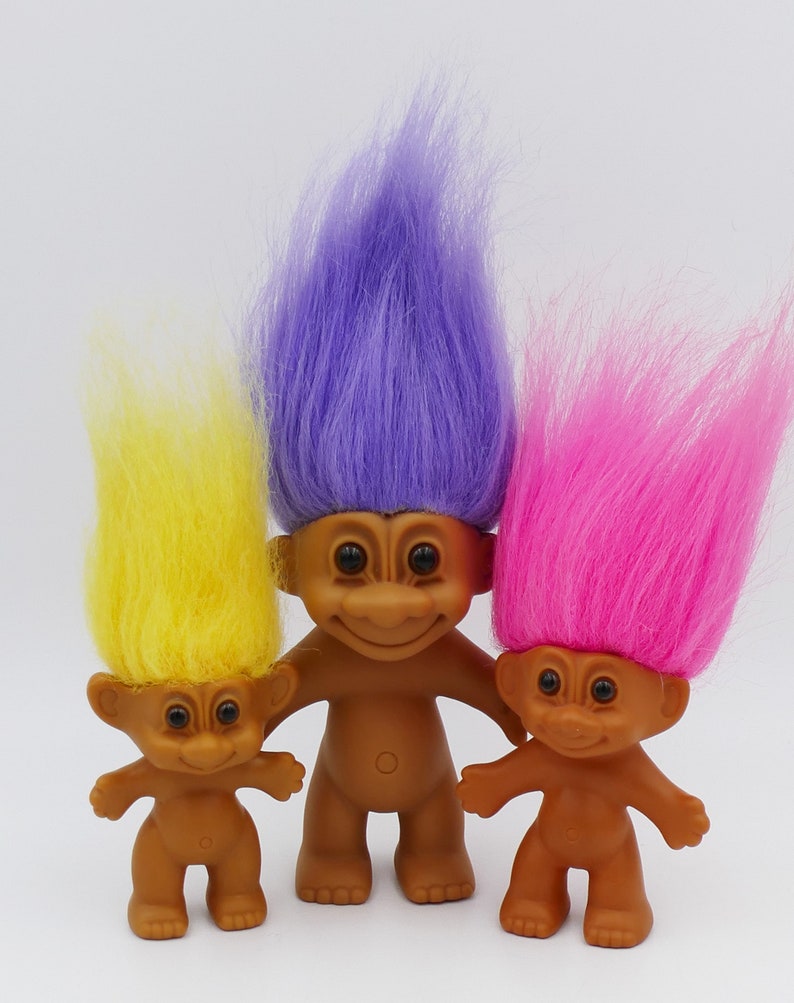 Russ Berrie 1991 Troll Toy Figurines Pink Purple Yellow - Etsy