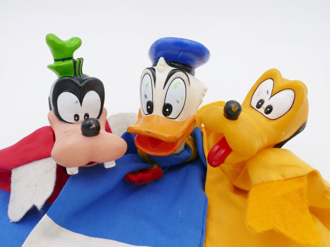 Trio of 1980's Walt Disney Goofy Pluto Donald Duck Hand Gloves Puppets ...