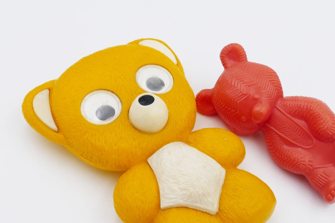 Pair of Vintage Hard Plastic Teddy Bear Figurines - Etsy