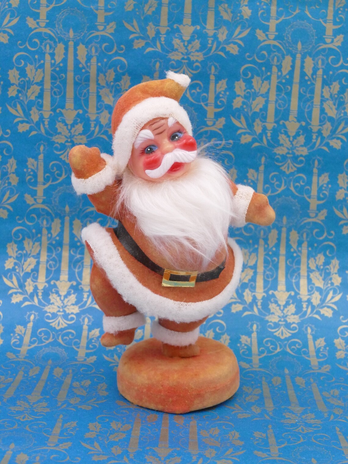 Vintage Flocked Santa Claus Christmas Ornament Decoration - Etsy