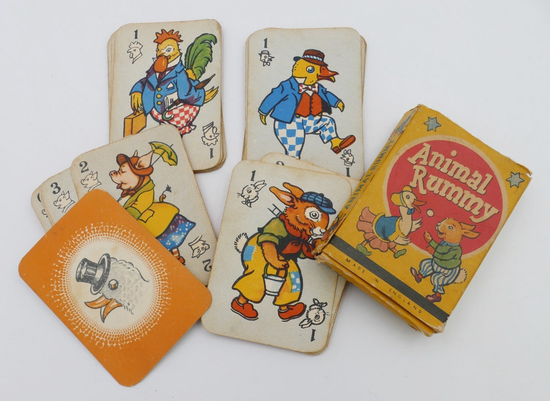 1950's Animal Rummy Card Game Complete Original Box England - Etsy
