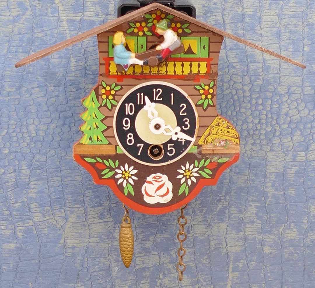 Mid-century Vintage German Black Forest Bavaria Wind up Wooden Painted ...