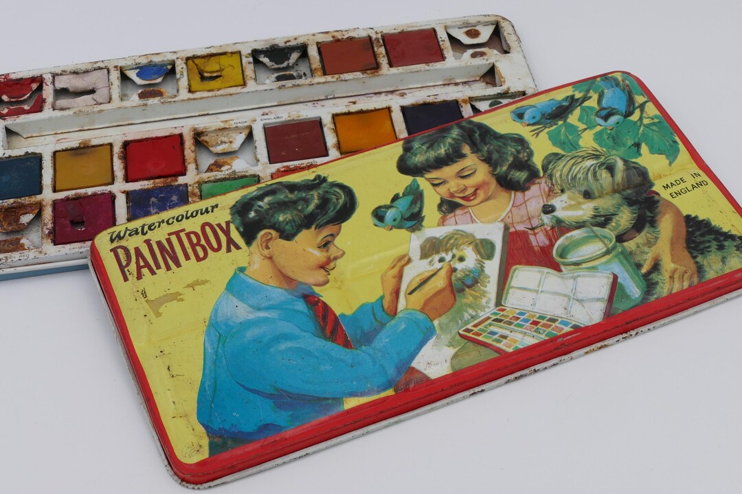 Vintage 1950's Tin Litho Watercolor Paint Tin Paint Box England - Etsy