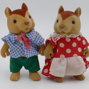 1980's Forest Families SQUIRREL Family Dad Mom Boy Girl MC Toy Vintage ...