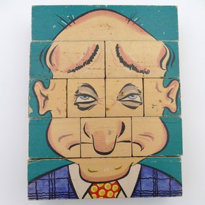 Vintage 1948 Changeable Charlie Face Changing Wooden Block Toy Puzzle ...