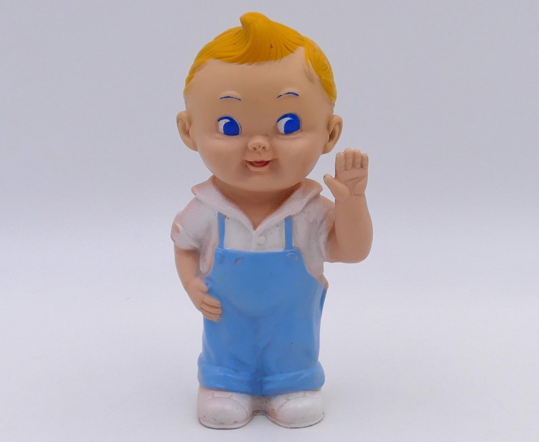 1960's Vintage Cute Waving Boy in Dungaree Rubber Squeaky Toy - Etsy