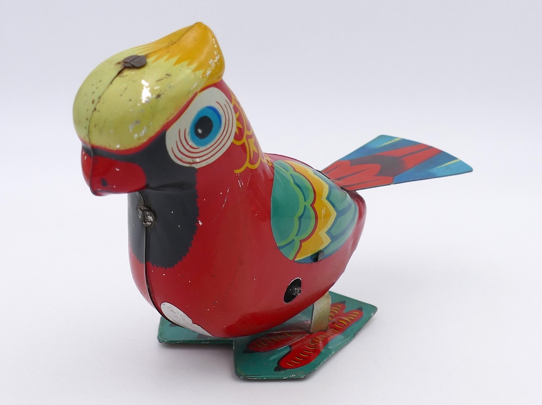 1960's Tin Litho Wind-up Clockwork Parrot Bird Toy B. Shackman - Etsy