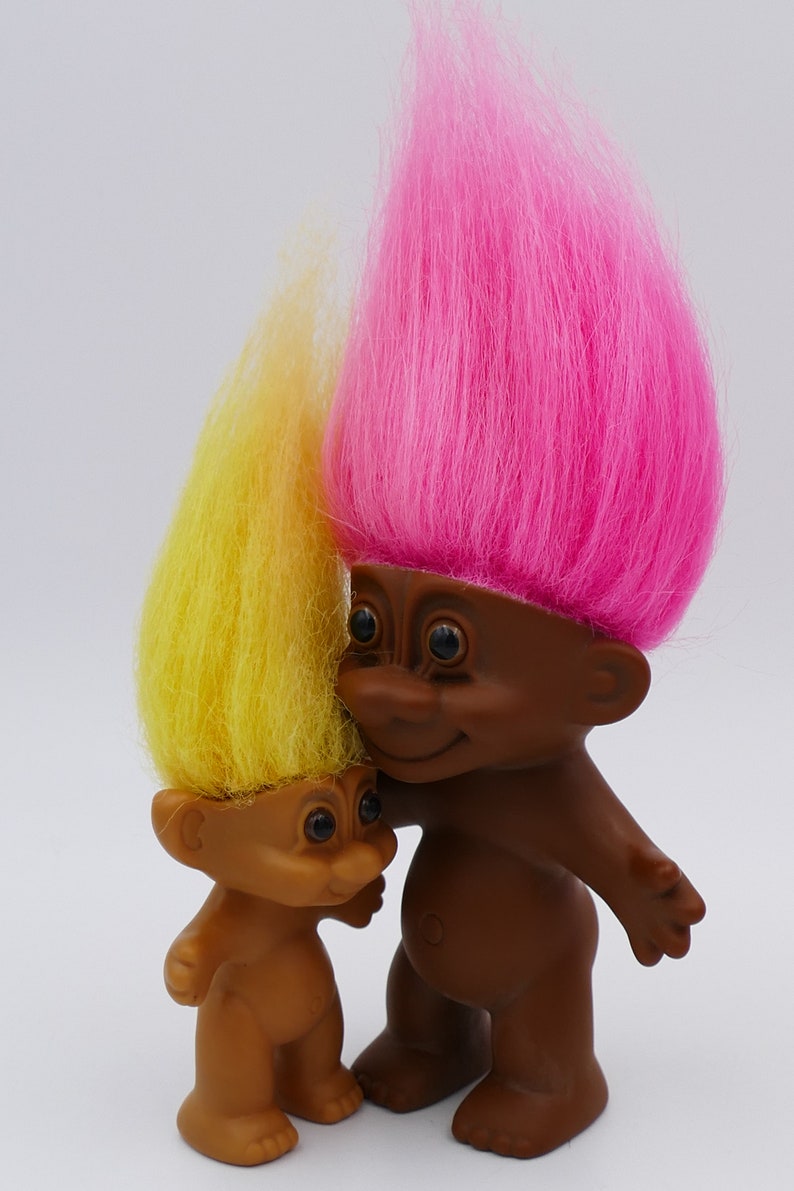 Russ Berrie 1991 Troll Toy Figurines Pink Purple Yellow - Etsy