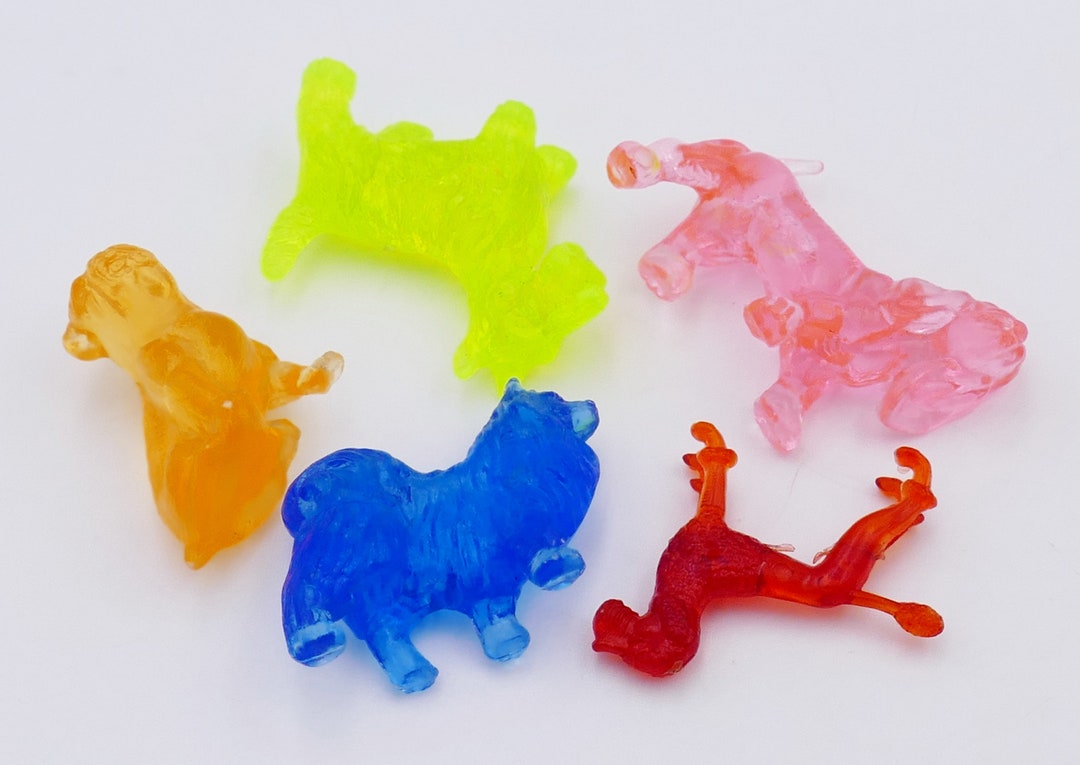 1970's Lucite Crystal Plastic Dog Figurines Ornaments Penny Toys ...