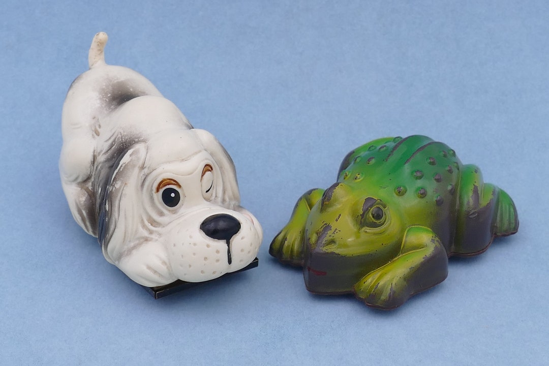 Pair of 1960's Friction Powered Animal Toys Skippy Pups Frog Toad Hong ...