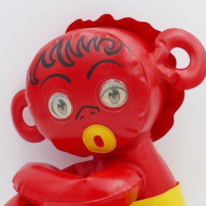 Vintage 1950's Japan RARE RED Winky Blinky Takara Dakko-chan Inflatable ...