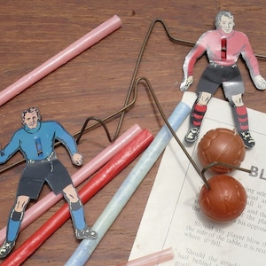 Vintage 1950's Blow Football Soccer Game Original Box Marchant Games ...